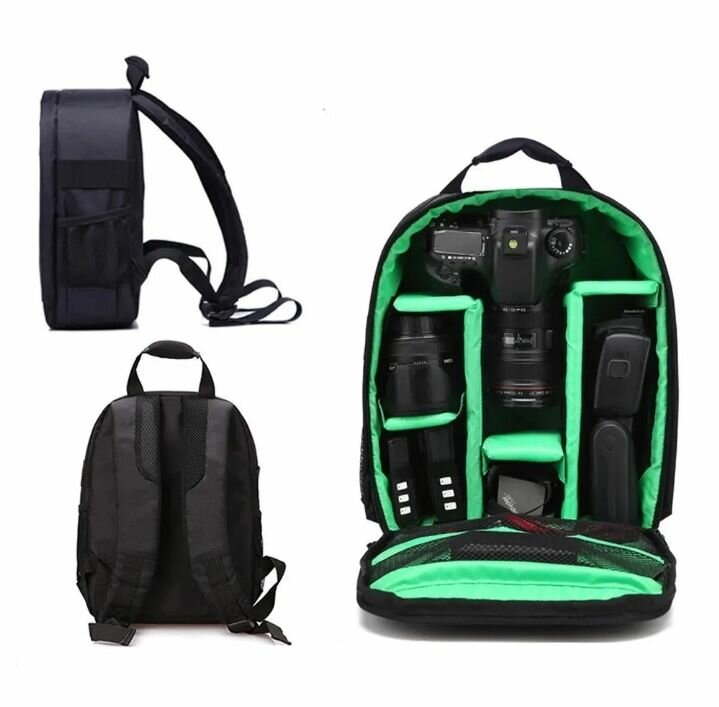 Рюкзак для фотоаппарата CB-05GN зеленый, водонепроницаемый фоторюкзак для камеры и объективов