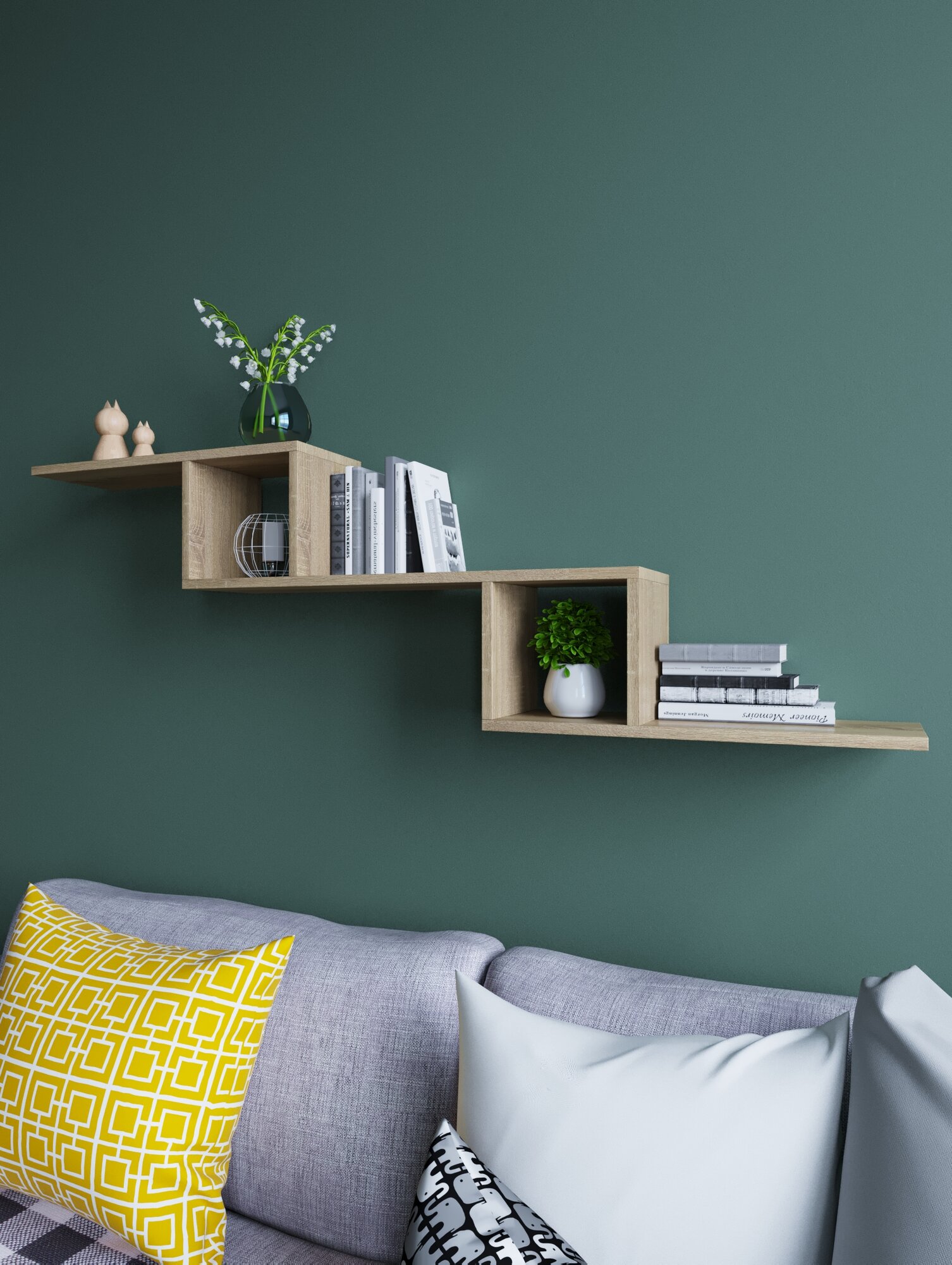 Полка в комнату, настенная, навесная, ЛДСП, 6 вариантов сборки