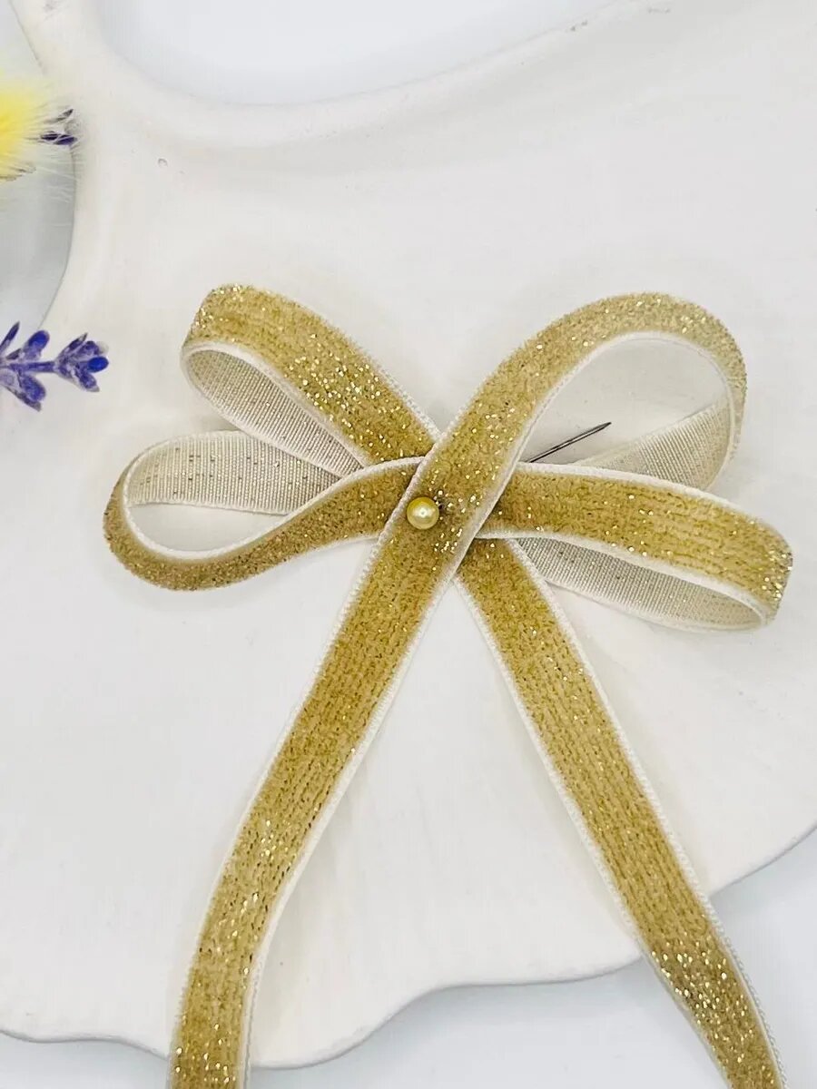 Лента бархатная с люрексом 1см (5м)