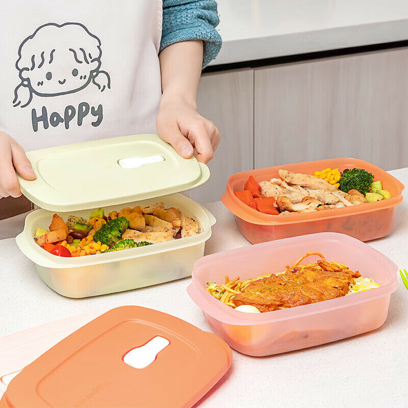 Tupperware Rectangular Lunch Box 1L Microwave-Safe for Students And Office Workers, Portable Sealed Bento Box, Soft Pink