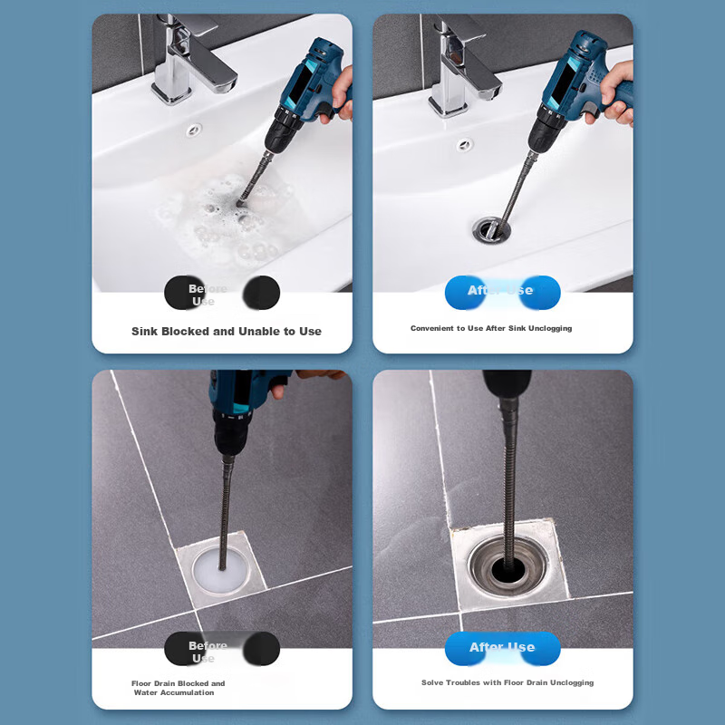 Juqi Yanxian Drain Snake, Electric Pipe Cleaner for Kitchen And Toilet, 5-Meter Extension with Spring