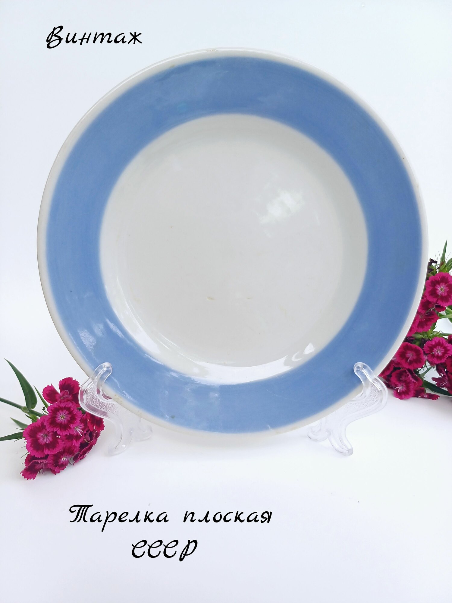 Тарелка плоская Ясный день винтажная, фаянс, Пролетарий СССР
