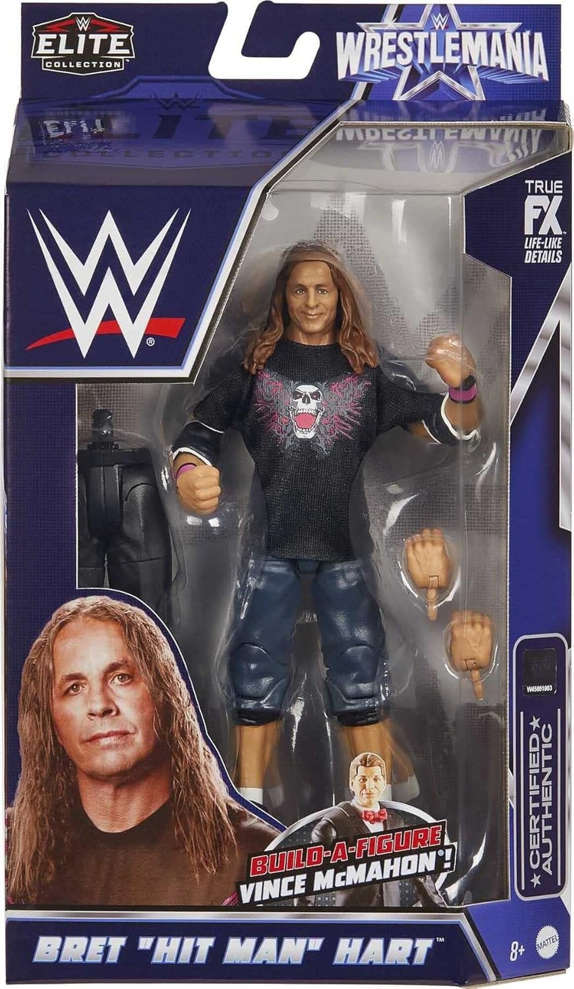 Фигурка Mattel WWE Elite WrestleMania - Коллекционная фигурка Bret Hit Man Hart - HDD86