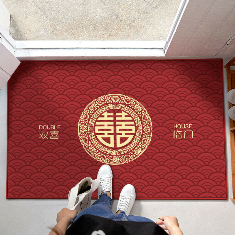 Door cover elegant chinese style polyester living space porch double happiness 40x60cm