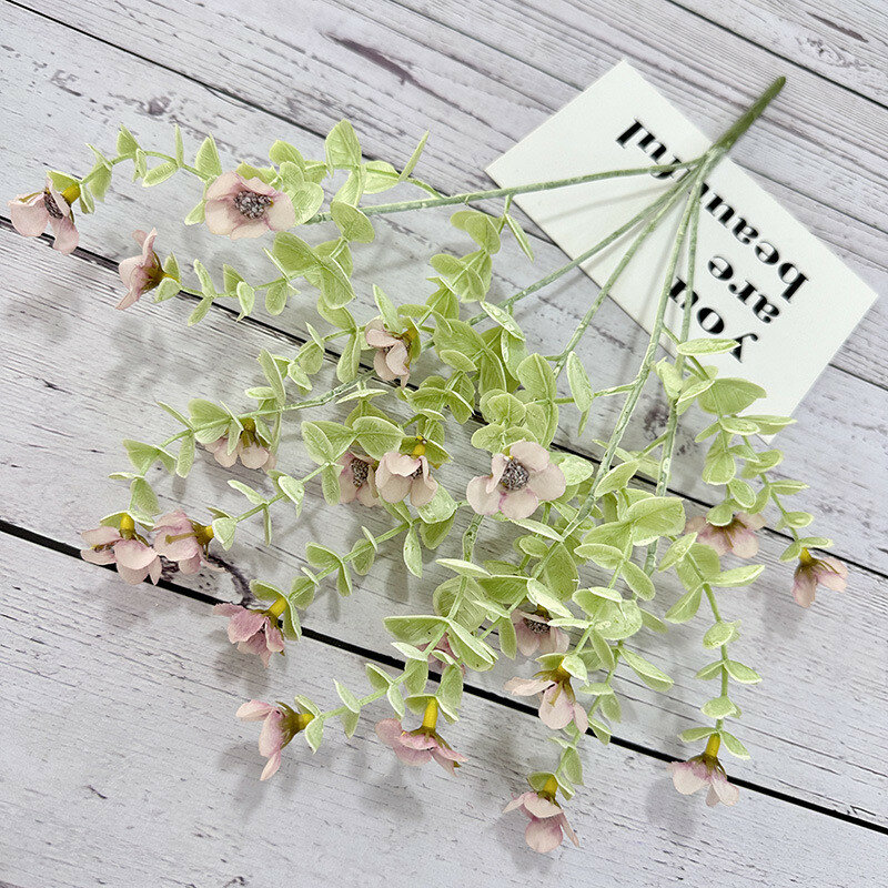 Букет эвкалиптовых цветов с мягким пластиком для домашней декорации и поделок розовый
