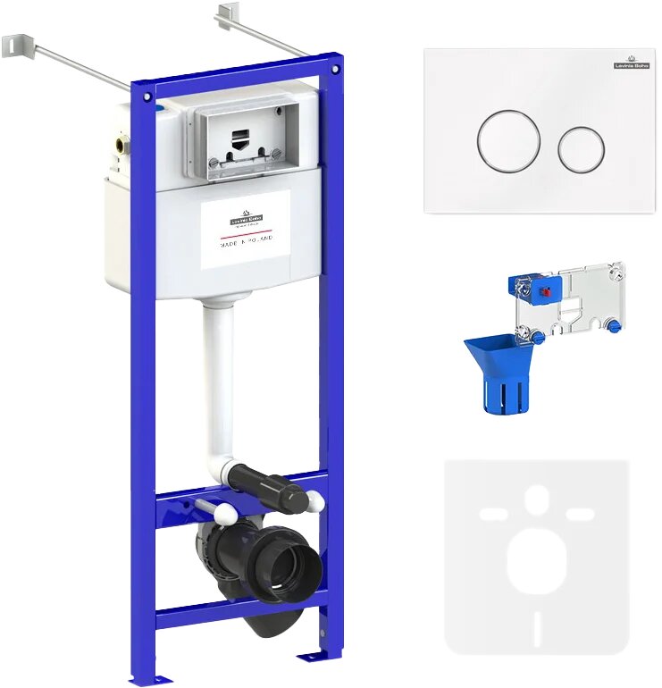 Инсталляция с кнопкой Lavinia Boho RelFix 77020052 42, 5 см, крепление к стене/к полу, кнопка для унитаза белая, кнопка для унитаза хром, глянцевая