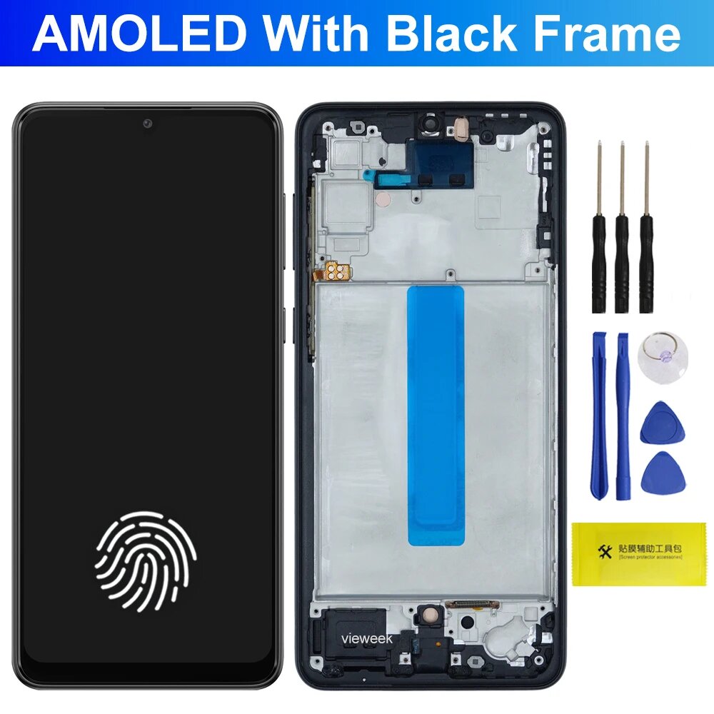 Супер AMOLED A33 5G Экран дисплея с рамкой и дигитайзером для Samsung Galaxy A33 5G A336B Замена сенсорного ЖК-дисплея AMOLED With Frame