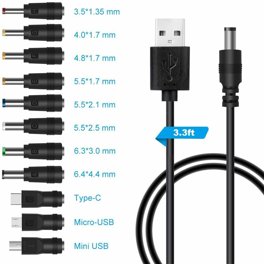 Порт Usb-Dc 5 В Кабель Для Зарядки Шнур Питания 5,5 * 2,1 Мм С Разъемом 11 Размеров