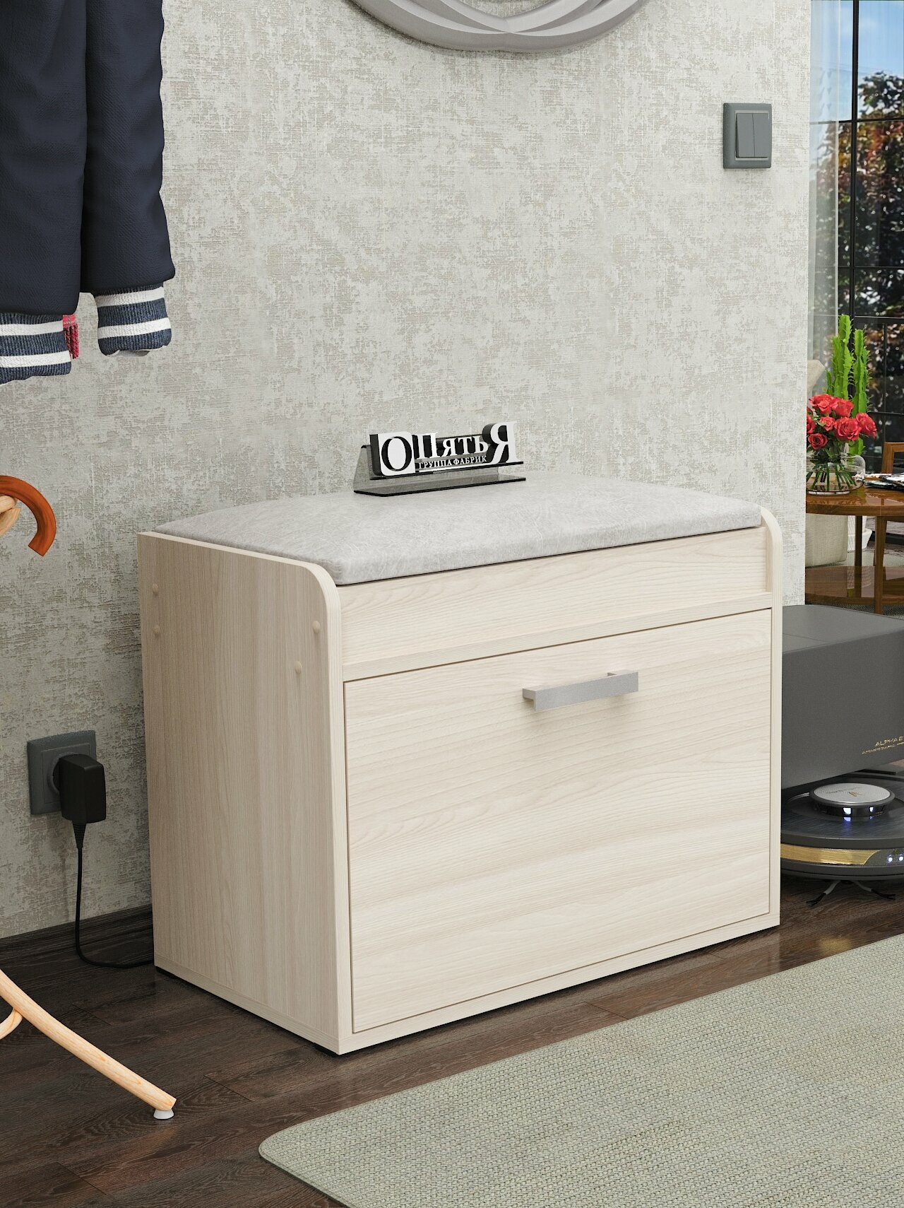 Тумба для прихожей с сиденьем под обувь деревянная, обувница ЯШС