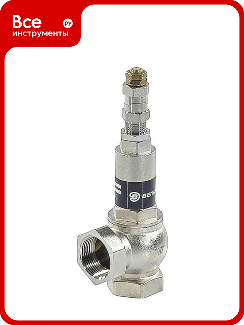 Клапан предохранительный Benarmo угловой, латунь никелированная, Ду32x32, ВР, Рср3, Рн1-16 128-2523 надежной конструкции