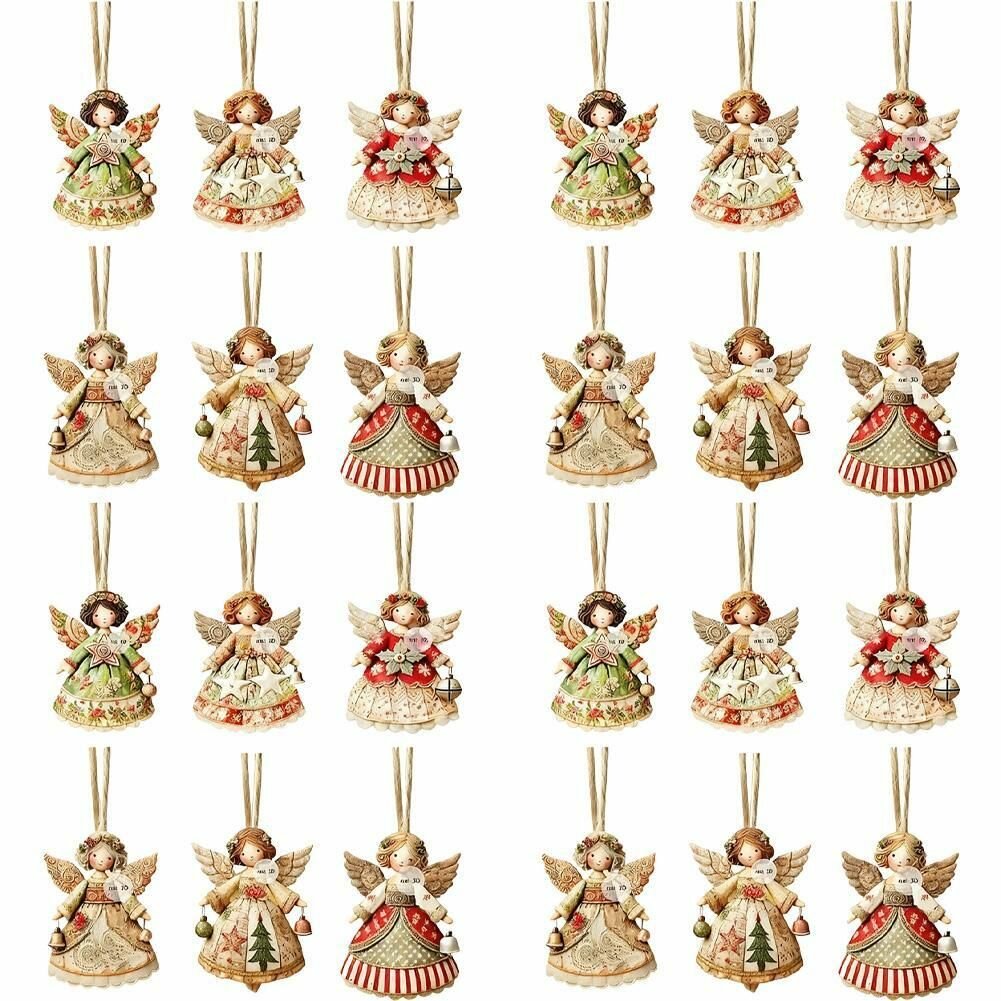 2D подвеска в виде ангела на рождественскую елку, 6/12/24 шт, украшение для домашней вечеринки