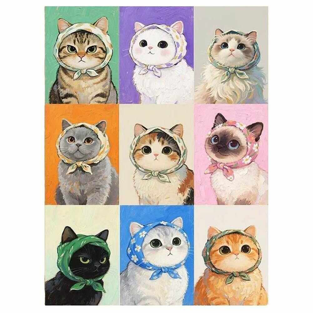 Картина по номерам с котом, готовая раскраска с рамкой в стиле аниме, антистресс для начинающих с акриловыми красками