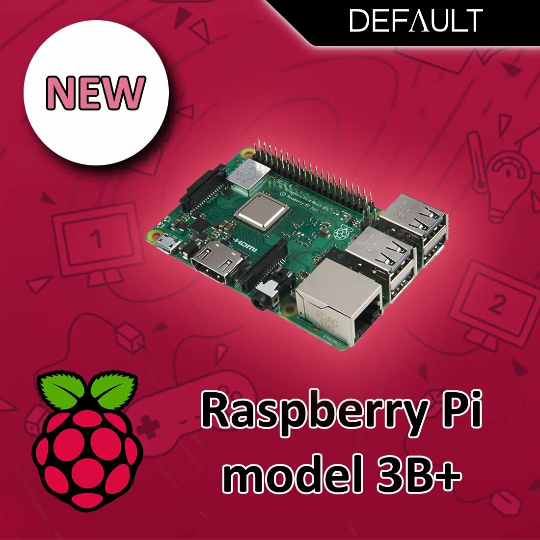 Микрокомпьютер Raspberry Pi Element14 3 Model B+, Wi-Fi/Bluetooth/Ethernet, зеленый