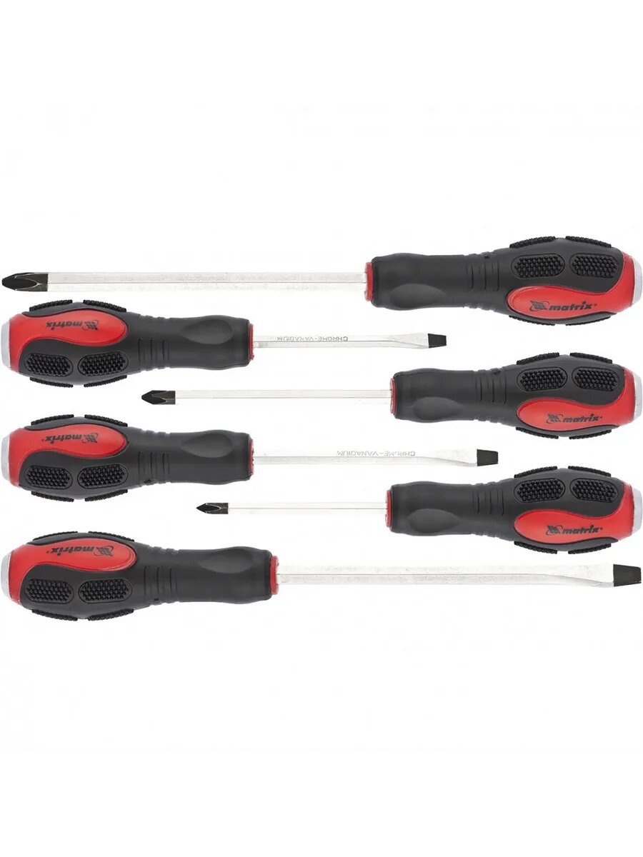 Набор ударных отверток 6 шт, PH1 х 75, PH2 х, MATRIX, 19120