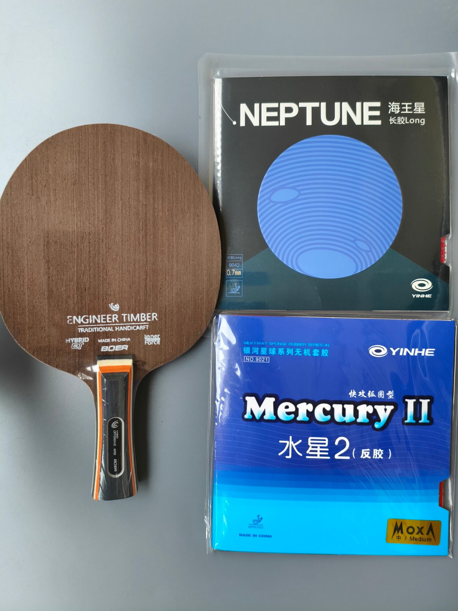 Ракетка шипы + липучка ручная сборка! boer WRB + Yinhe Neptune + Mercury 2