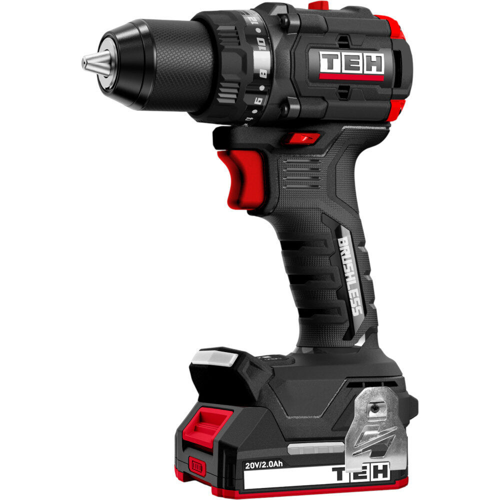 Аккумуляторная дрель (бесщеточный двигатель) TEH TDBL720-2B 20V (2АКБ 2Ач и ЗУ)