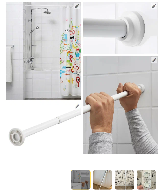 Карниз в ванну "Ботарен" икеа 303.703.06, белый, 120-200 см, . Высокая надёжность.