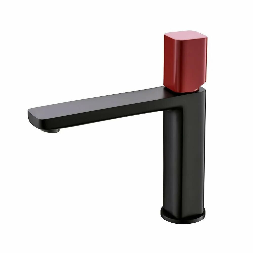 Смеситель для раковины, латунь, смешивание горячей и холодной воды, высота 196 мм, красный + черный матовый, A211RB