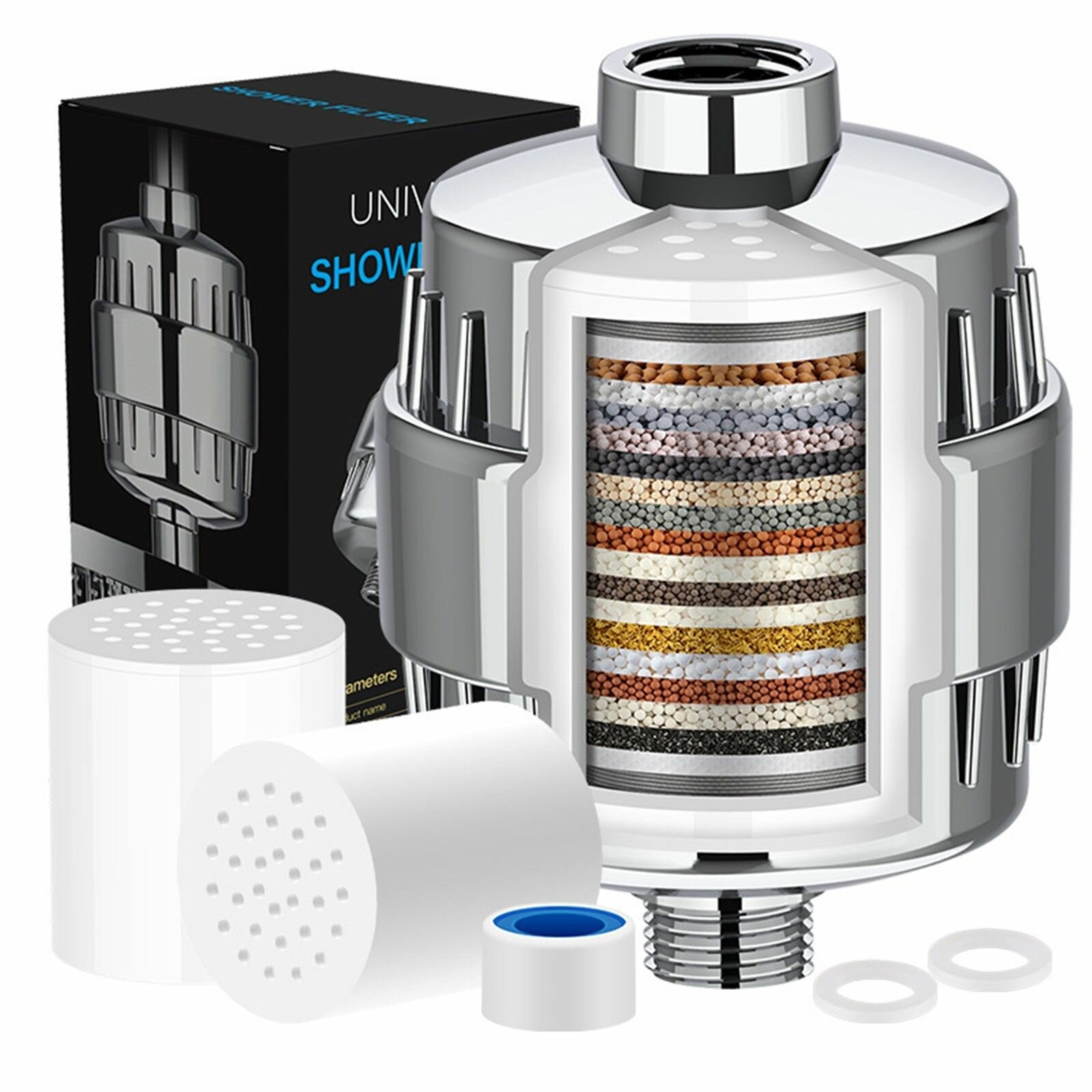 Фильтр-очиститель воды для душевой лейки G1/2, 2 элемента