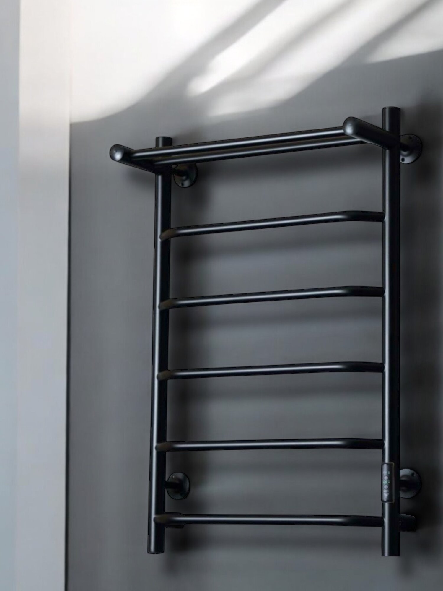 Полотенцесушитель электрический 500мм 800мм с терморегулятором черный матовый подключение универсальное