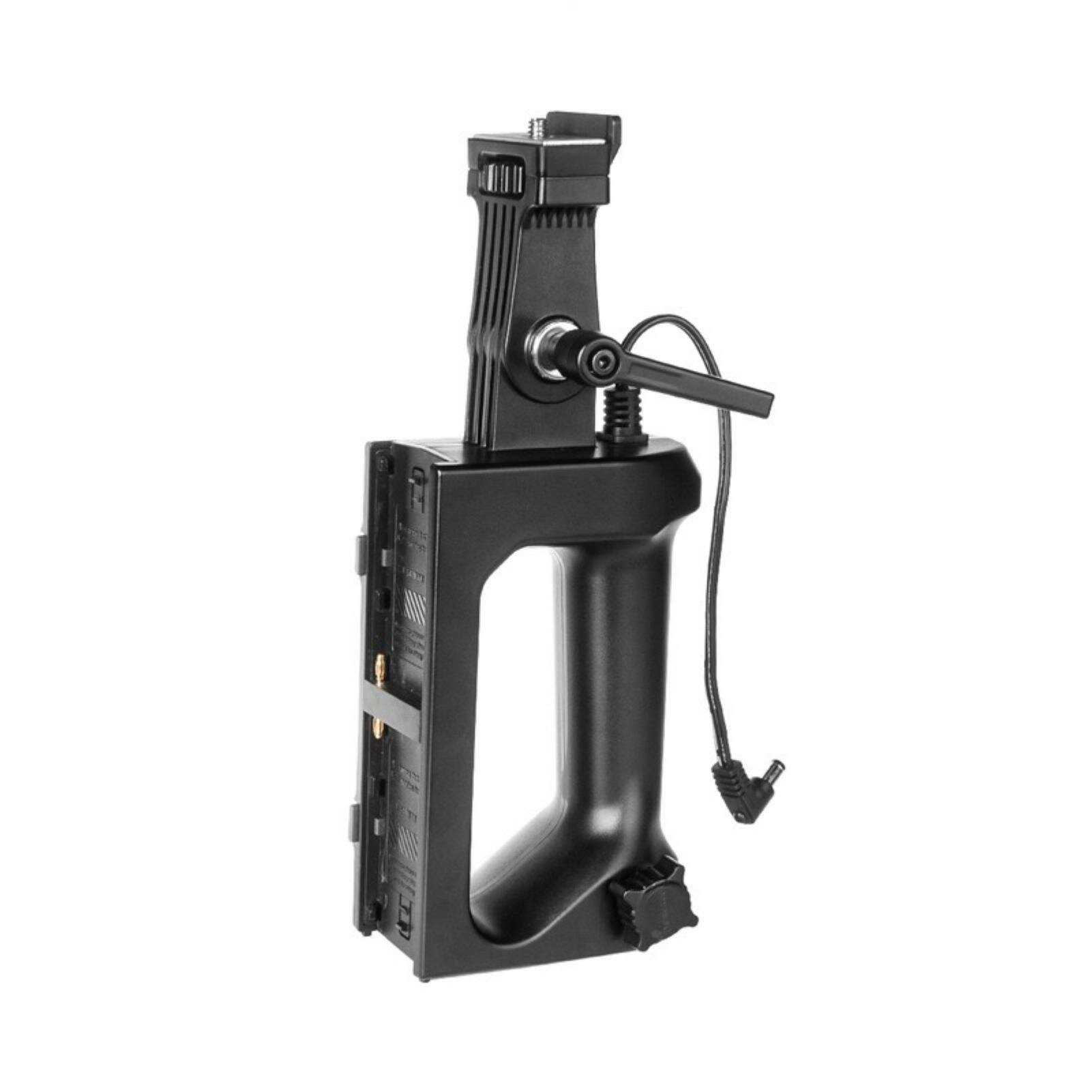 Батарейный ручка блок питания YONGNUO для светодиодной видеолампы YONGNUO YNLUX100/YNLUX100 Pro, черный цвет, материал ABS, совместимость с батарейками серии NP-F (не включены), в комплект входят 1 батарейная ручка