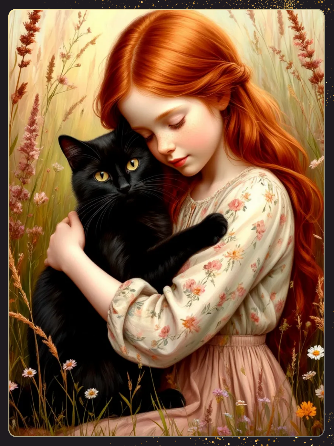 Картина по номерам 40x50 "Девочка с черным котом"