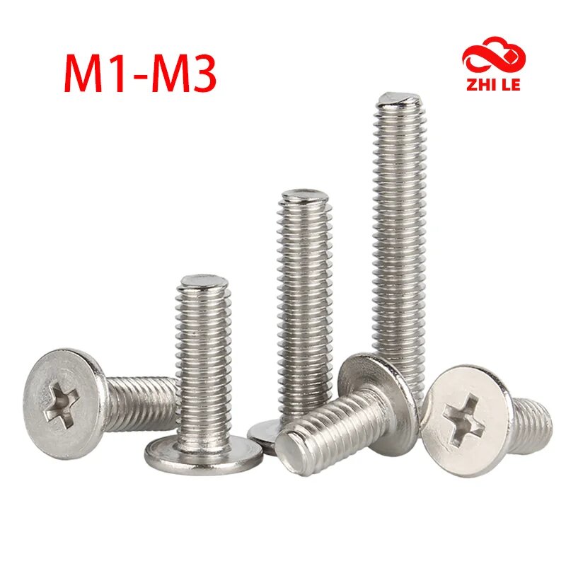 M1-M3 Крестообразный ультратонкий плоский вафельный винт Болты с крестообразным шлицем Набор винтов из нержавеющей стали 304 Компьютерный металлический болт M1.2 M1.4 M2 M2.5