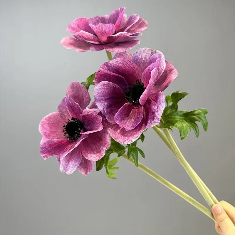 Искусственный анемон 3D печать синий фиолетовый 46 см Фиолетовый, Purple