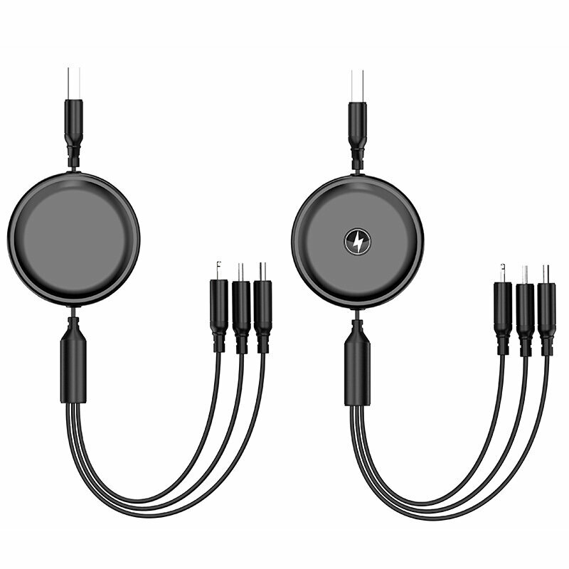 3-в-1 Складной Быстрая Зарядка USB-C Кабель для Смартфонов, Совместимый с iPhone и Android Устройствами