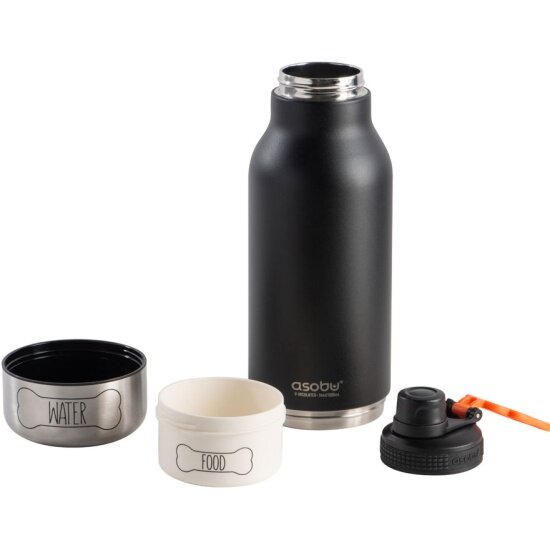 Термос Asobu «Buddy» 1000 мл, 3 в 1, вакуумный, со съемными мисками, черный (842123)