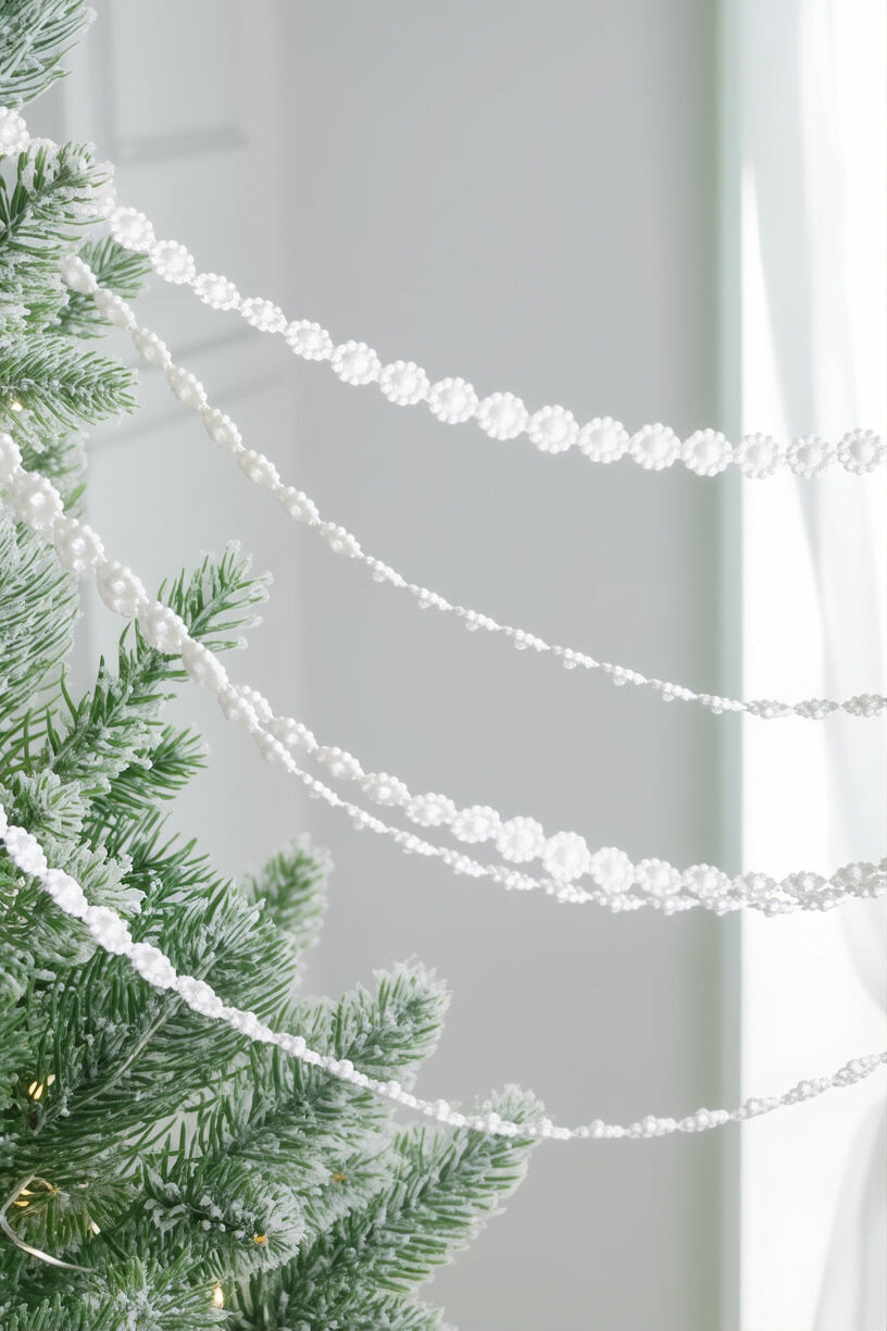 Бусы на ёлку маргерит, пластик, белые радужные, 270 см, Winter Deco 1001143