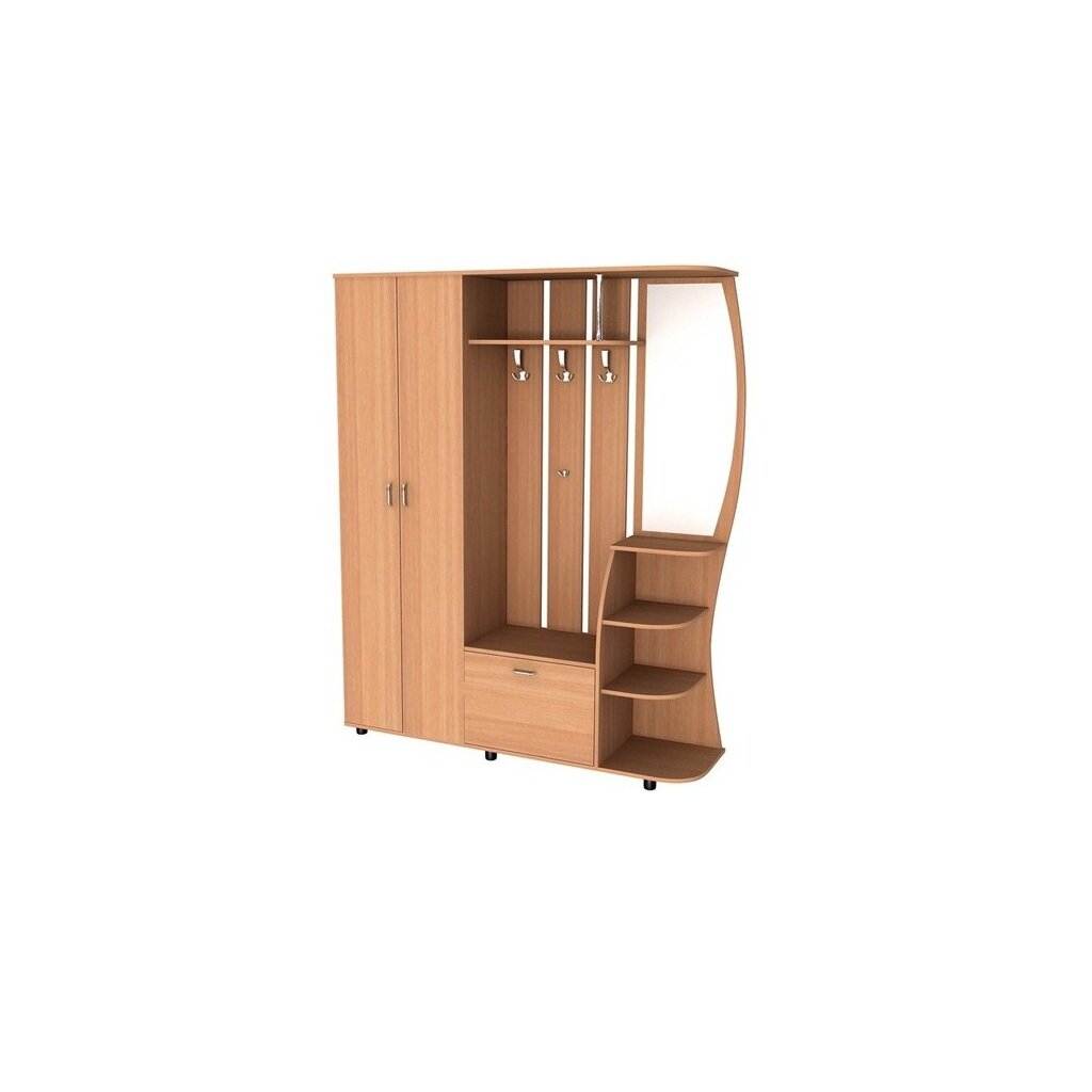 Прихожая Алла-5, корпус и фасад бук, 168х42х210, шкаф слева, современный стиль