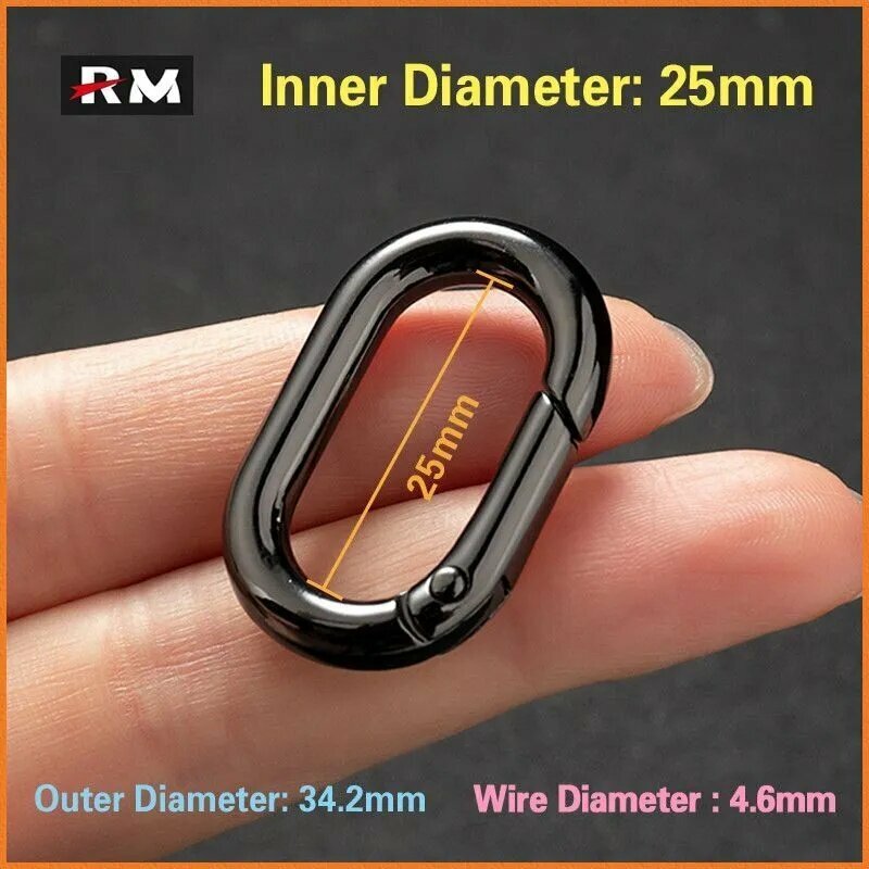 Эксклюзивный металлический карабин овальный 25 мм для сумки, черный цвет, 2 штуки в наборе