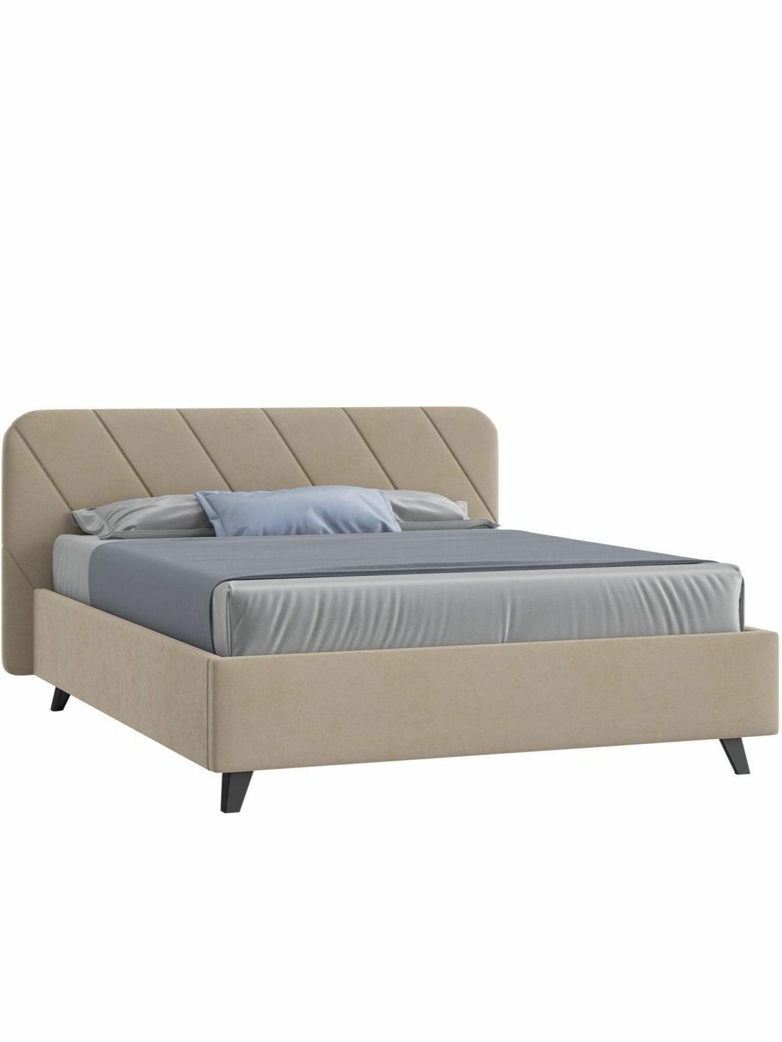 Кровать "Николь" 140х200см в ткани микровелюр бежевый с подъемным механизмом