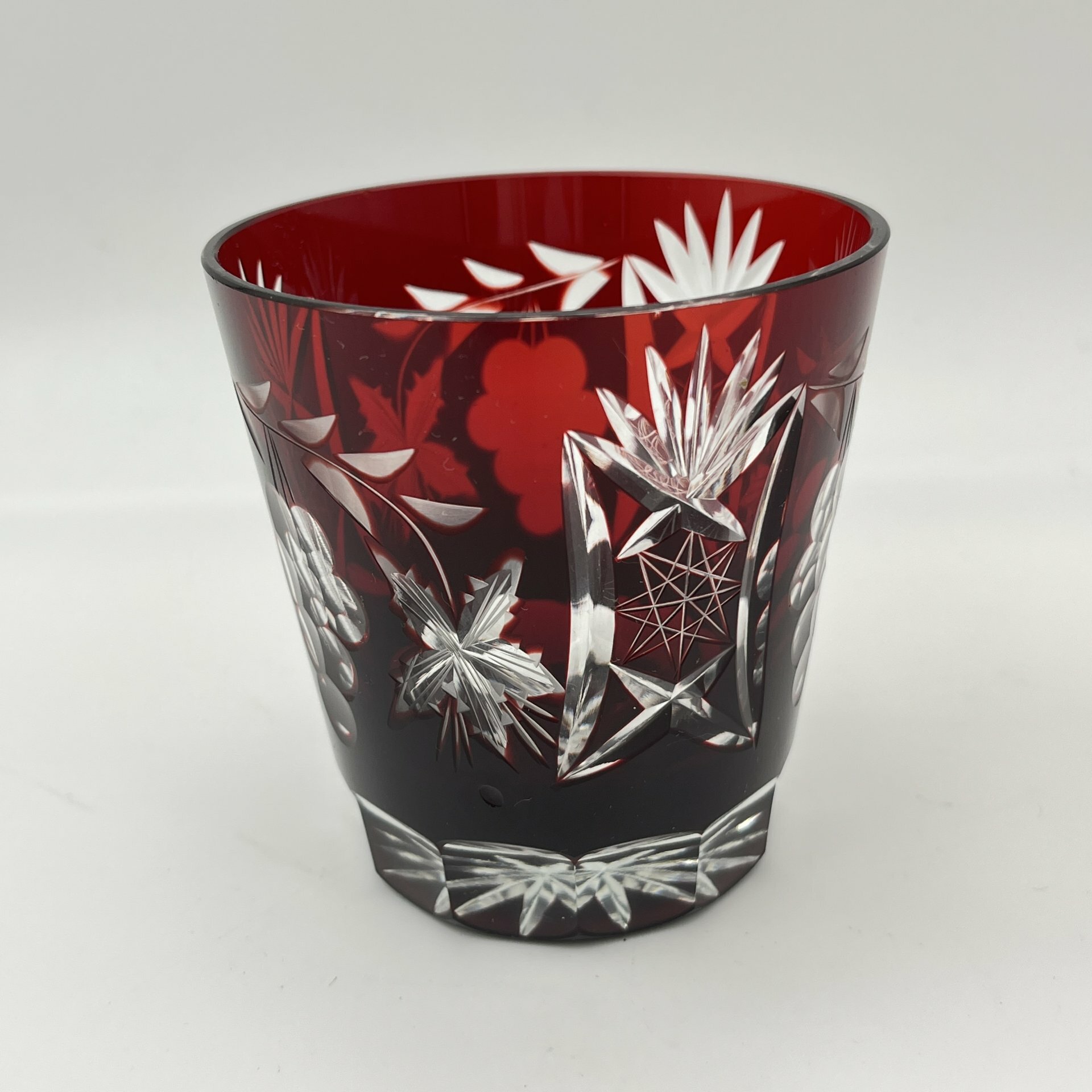 Стакан для виски (рокс), стекло, нацвет, резьба, Egermann, Германия, 1970-1980 гг.