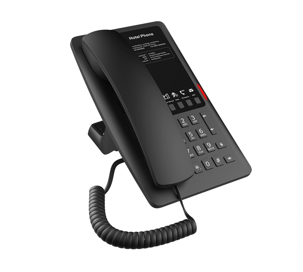 Отельный IP телефон Fanvil H4, 2 SIP-аккаунта, без экрана, PoE, б/п, Черный