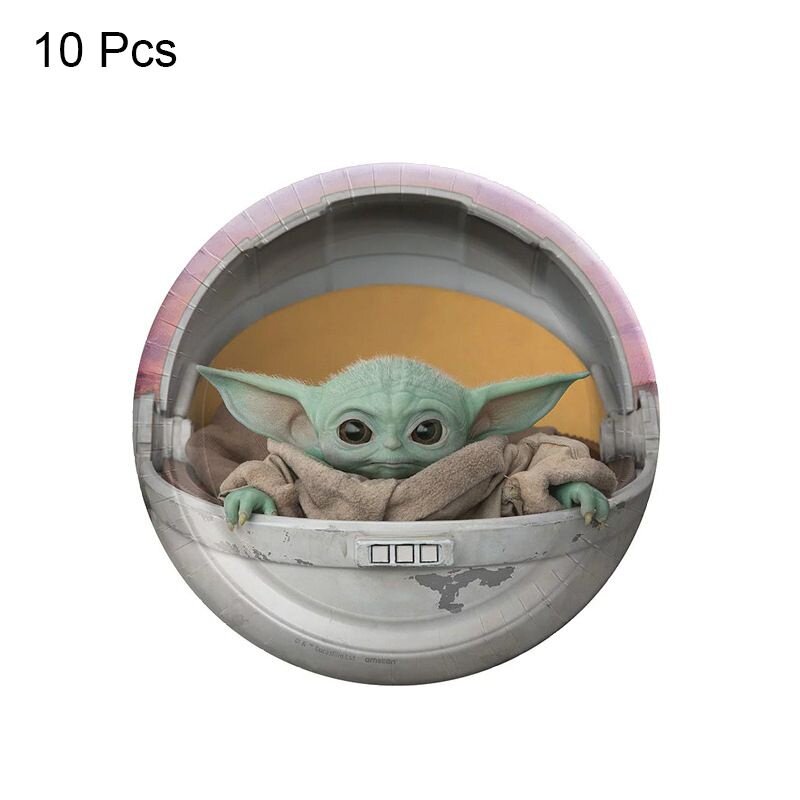 Детские праздничные принадлежности с тематикой бэби Йода бренд не указан набор из 10 предметов тарелки 7 дюймов