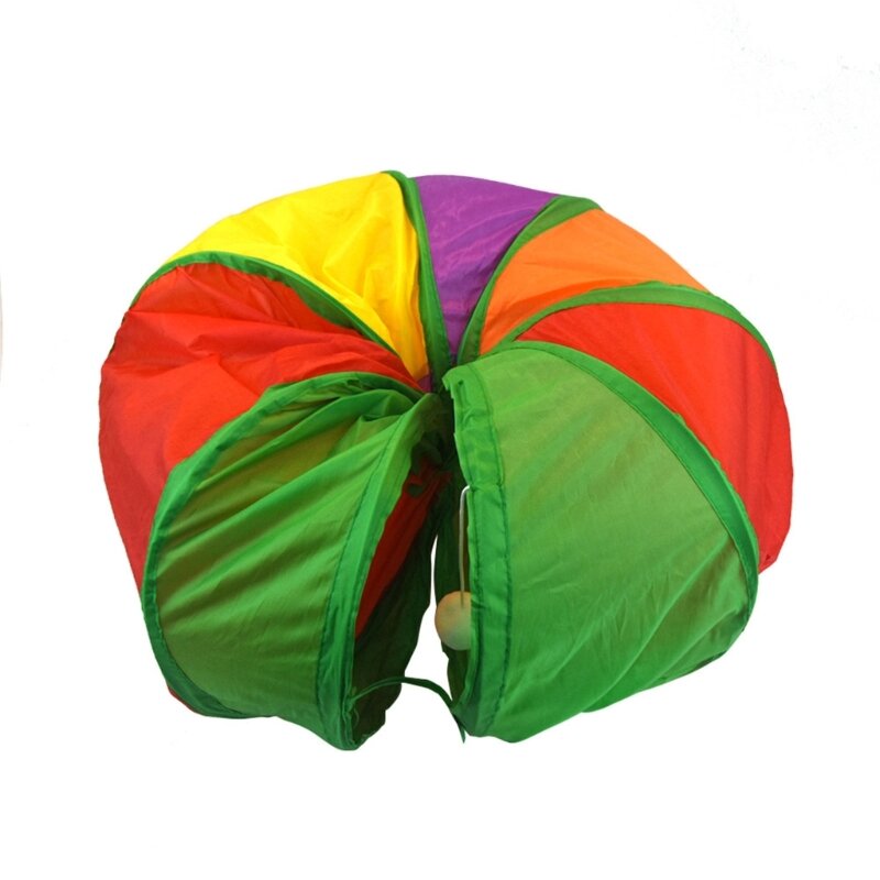 Игрушка-Туннель Для Кошек Забавный Питомец Радужного Цвета, Играющий в Трубочки с Помпонами, Складная Игрушка-Туннель Для Игр В помещении, Туннельные Трубки для Котенка