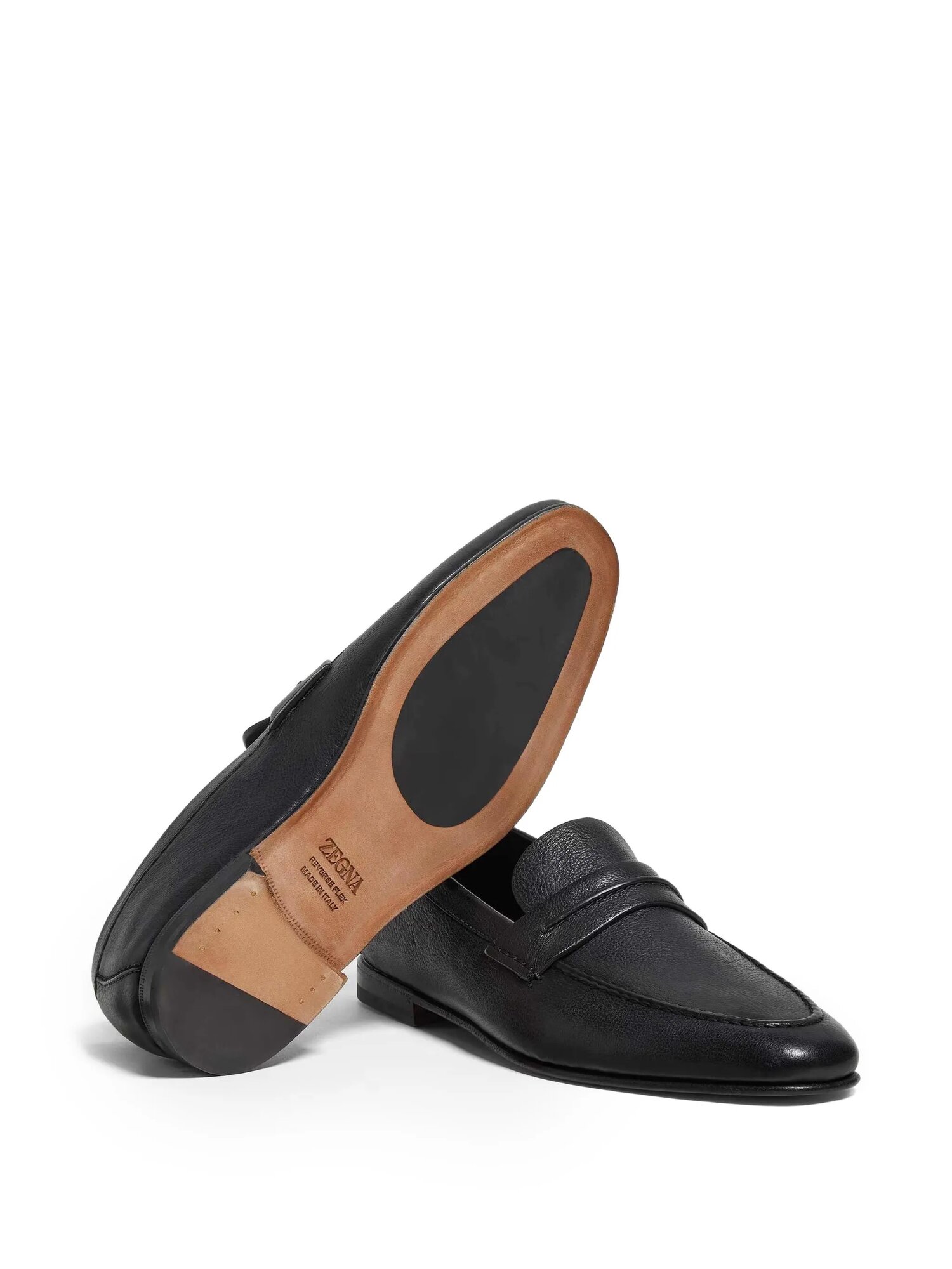 Лоферы Ermenegildo Zegna Leather loafers, размер 40.5, black/black — фото 1