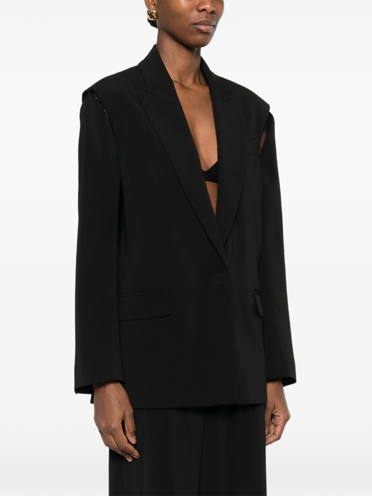Куртка PATRIZIA PEPE Oversized crepe blazer, размер 38, black/black — фото 1