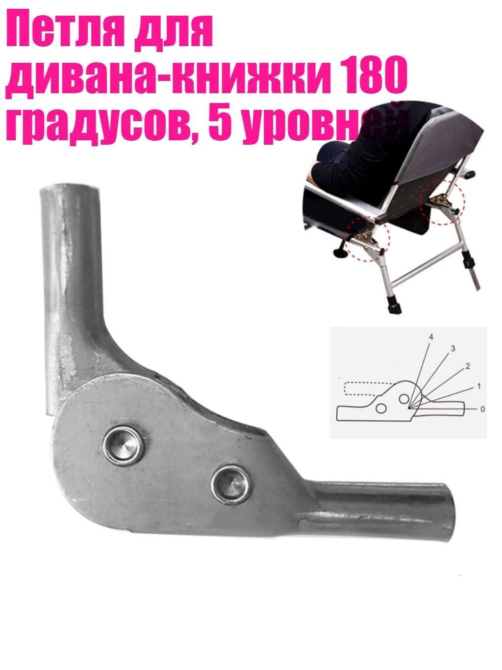 Петля для дивана-книжки 180 градусов, 5 уровней, Четыре передачи на 180 градусов