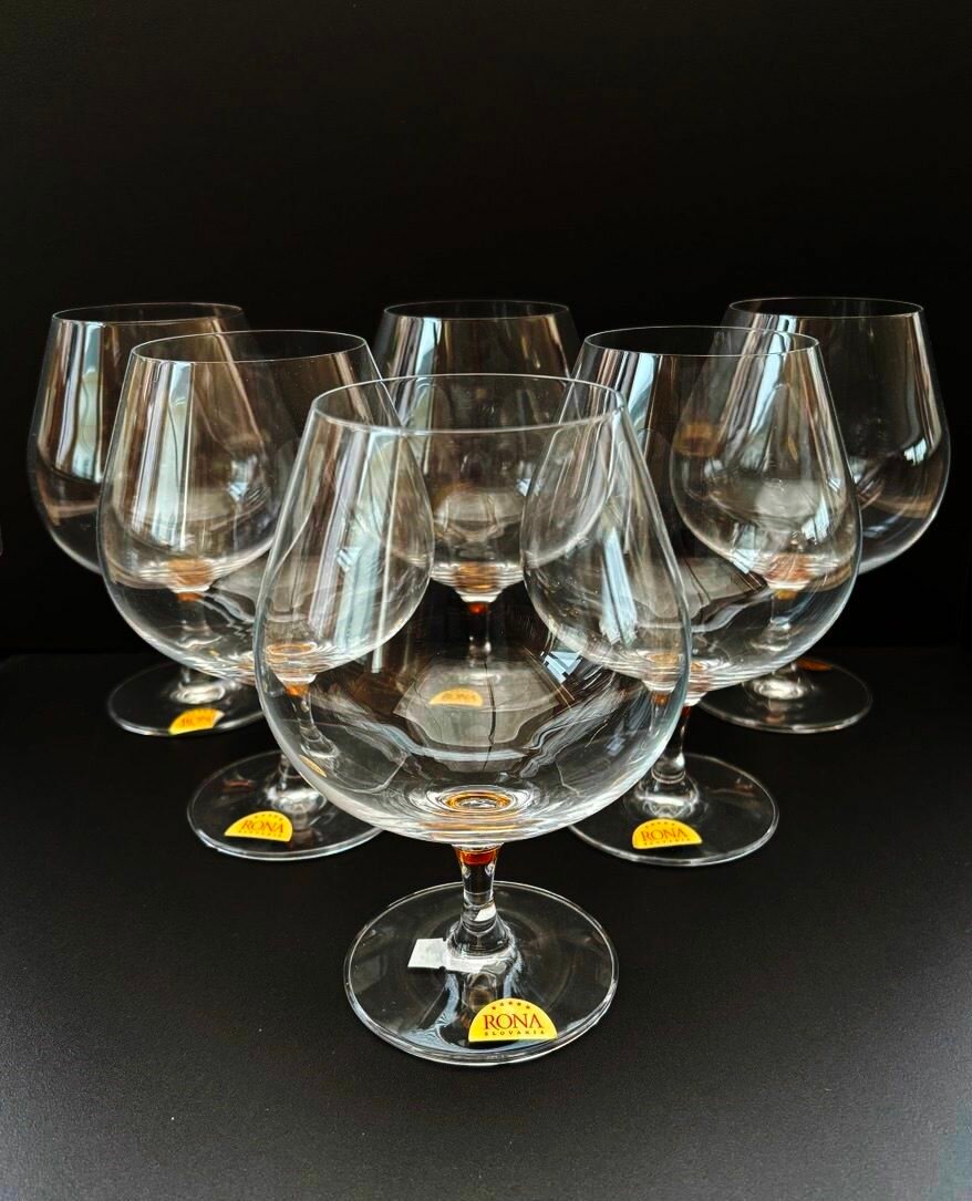 Набор бокалов для бренди из 6-ти штук "Золотая капля" 660 ml. H-17 см. от Словацкой компании RONA. В подарочной коробке.