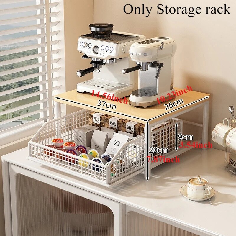 Чёрно-белая кухонная коробка для хранения микроволновой полки с ящиком, прочная твёрдая древесина для дома, полка для ми