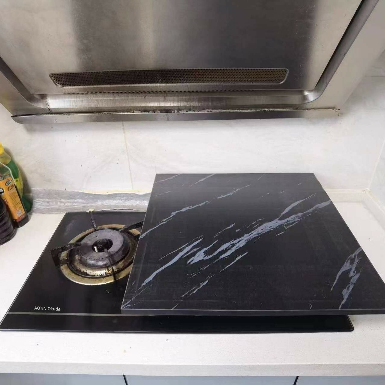 Черно-каменный узор для кухонной плиты с 4 ножками, 50x50x10,5 см для газовой плиты
