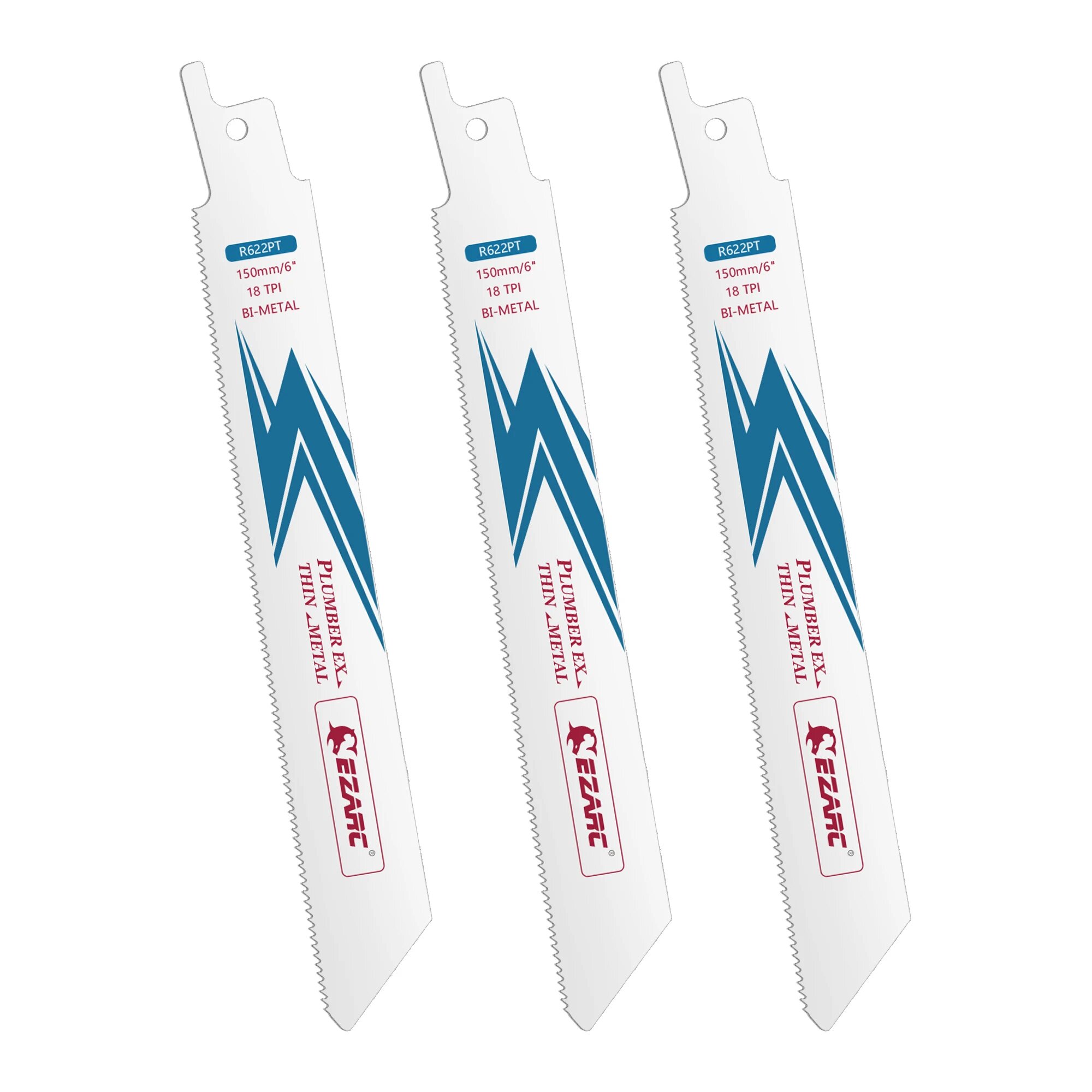 Лезвия Для Сабельных Пил EZARC 6 Дюймов (150 Мм), 18TPI, Биметаллические, С Кобальтом, Для 3PCS
