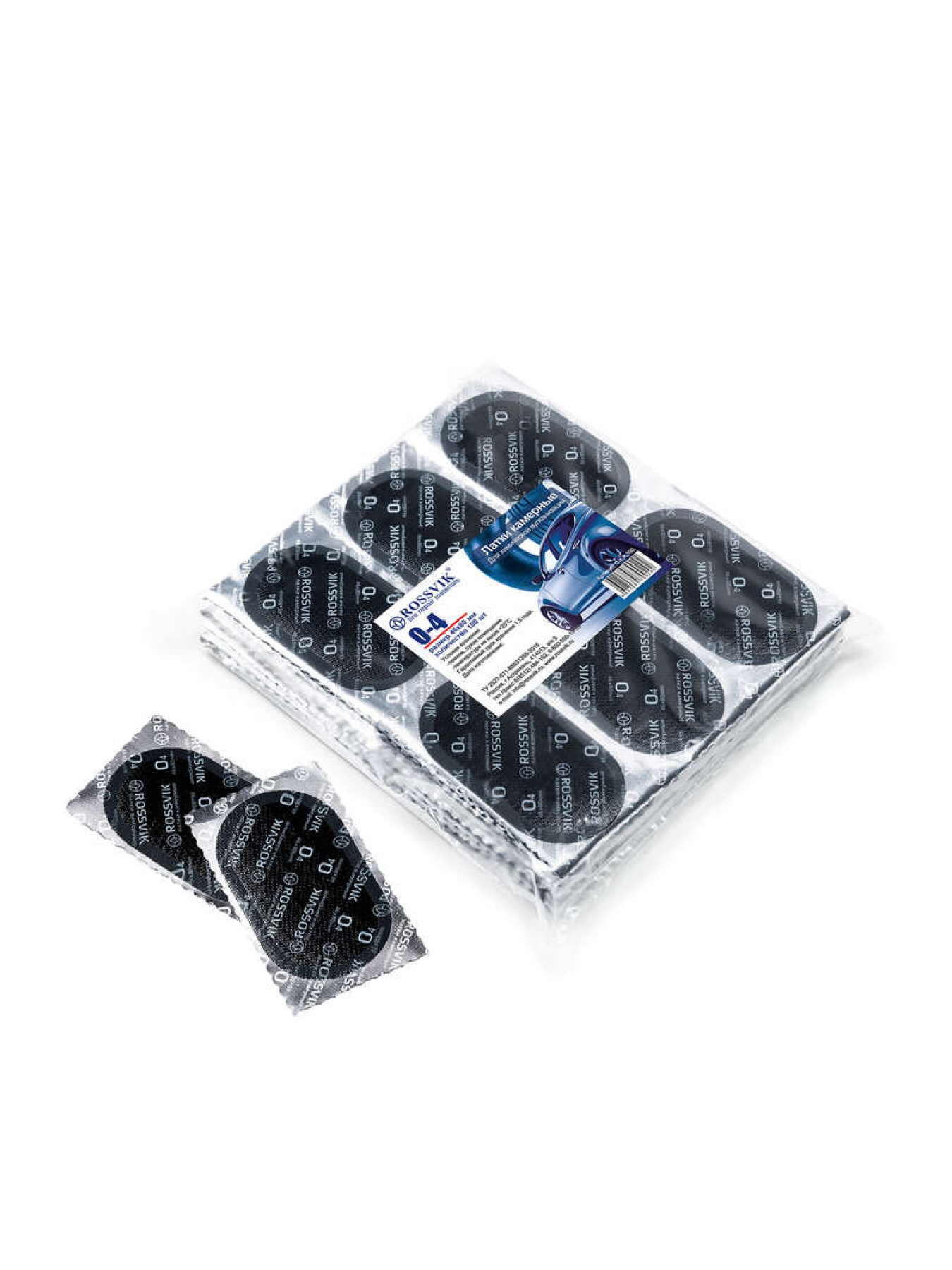 Латка Rossvik О-4 46х80 мм, овальная, для ремонта камер, набор 100 шт.