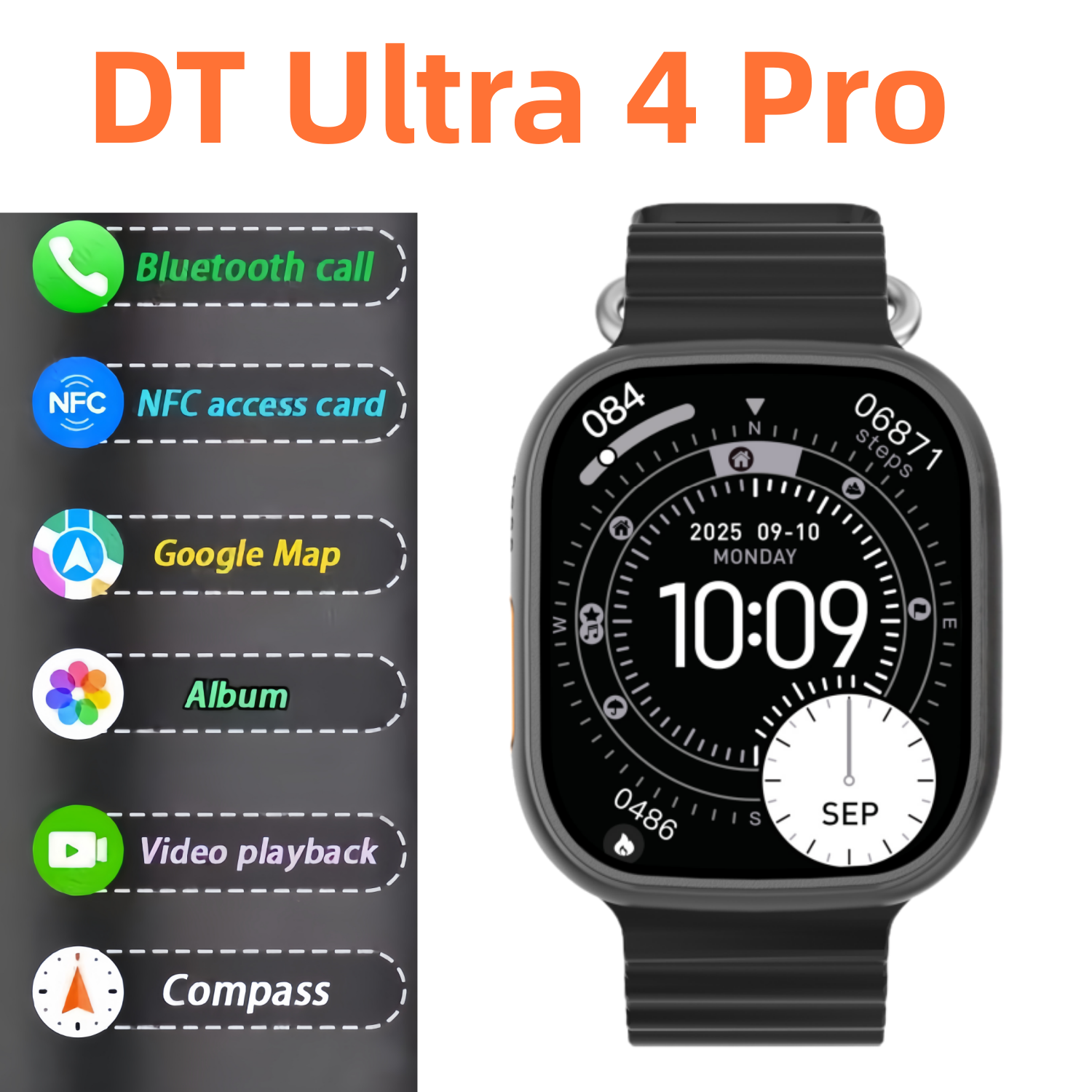 Умные часы DT Ultra4 Pro S11 Huading с приложением для отвечаемых сообщений и загрузкой карт