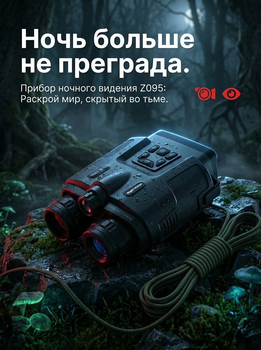 Монокуляр Night Vision, цифровой, для ночной охоты, влагостойкий, 1200 м