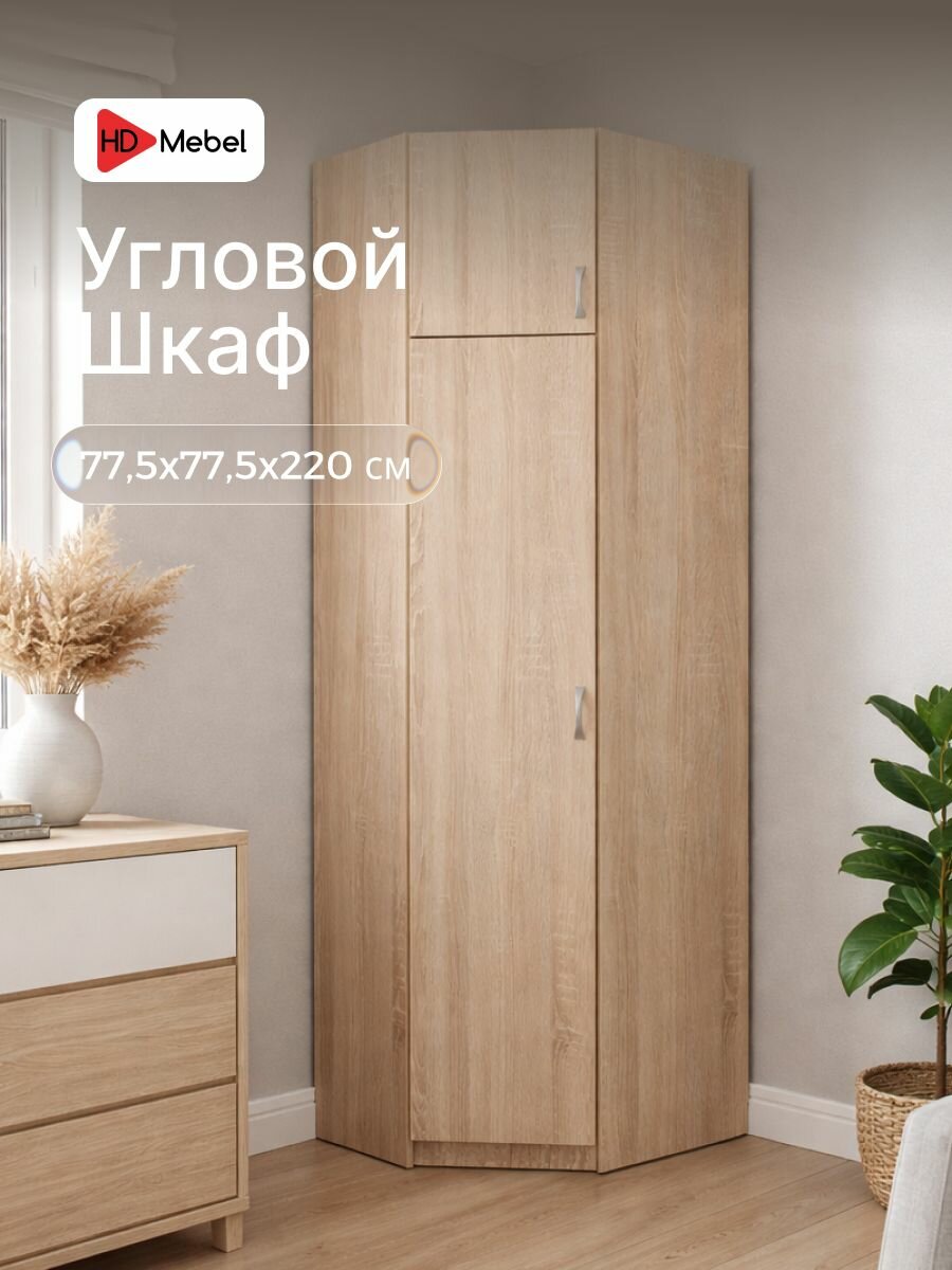 Шкаф угловой для одежды распашной Акцент 5 Дуб Сонома