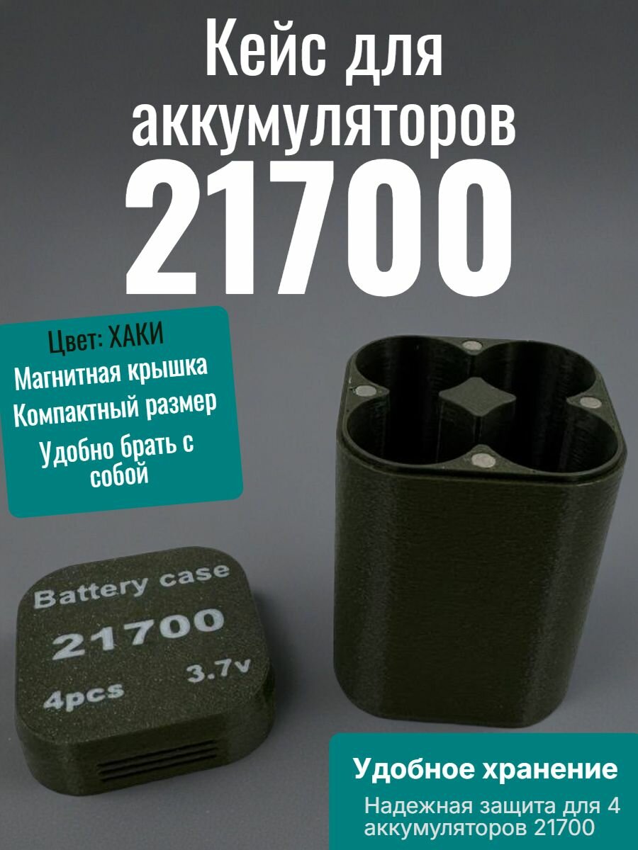 Кейс-бокс для акб 21700-2х2, Хаки